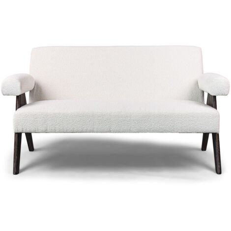 Canada - Sof 2/3 plazas de madera maciza de Parawood y tela bouclè antimanchas