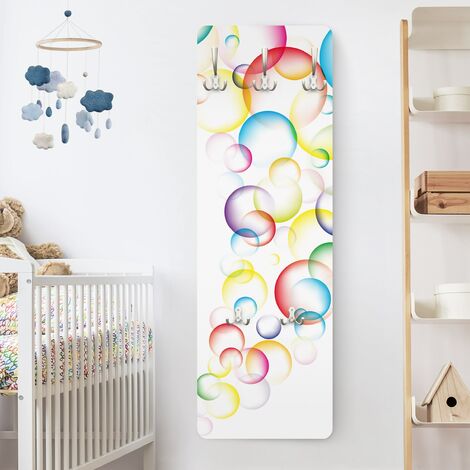 Kindergarderobe - Rainbow Bubbles - Kinderzimmer Größe HxB: 119cm x 39cm