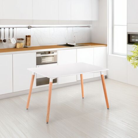 Mesa de cocina estilo nórdico rectangular, Modelo Niebla