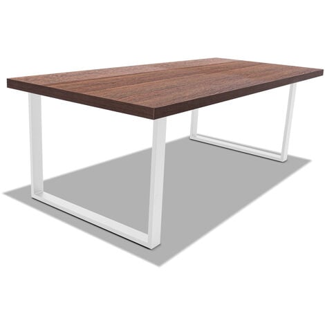 Esstisch aus Holz und Metall mit wei en quadratischen F en - 160x90 cm