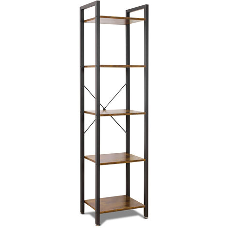 Wabi - B cherregal mit 5 Ebenen im industriellen Stil, 40x30xH154 cm