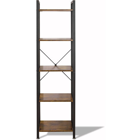 Wabi - B cherregal mit 5 Ebenen im industriellen Stil, 40x30xH154 cm