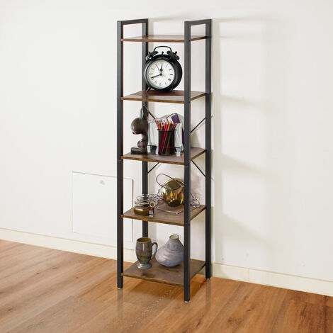 Wabi - B cherregal mit 5 Ebenen im industriellen Stil, 40x30xH154 cm