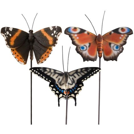 FARFALLA IN RESINA SU SUPPORTO ASSORTITA 76CM DECORAZIONE GIARDINO