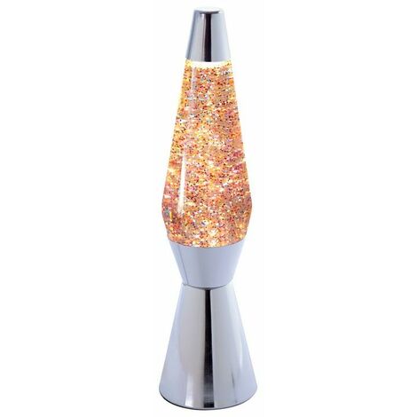 LAMPADA LAVA LAMP BULLET ROSA GLITTER LIQUIDO TRASPARENTE H40CM