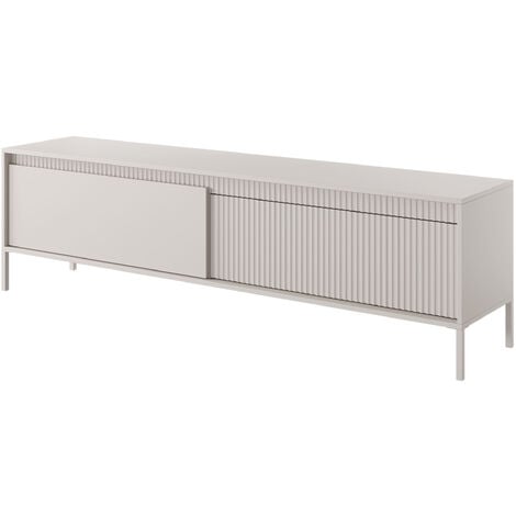 Selsey FALSETTO - TV-Lowboard Beige mit geriffelter Front, 187 cm