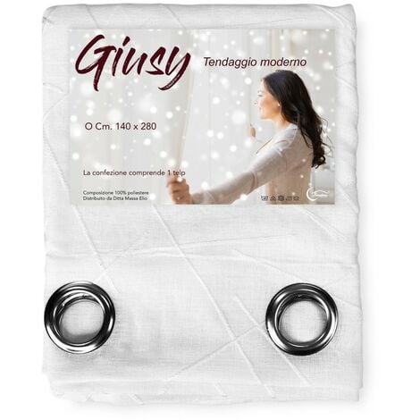 TENDA moderna GIUSY in tinta unita BIANCO cm. 140X280 confezionata