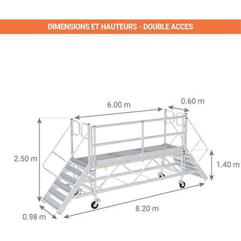 Plateforme camion - Longueur 6.00m - Double accès - QMC6-800DA