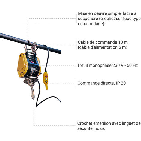 Mini-treuil électrique portable - Charge max 80kg - PALANBOX80