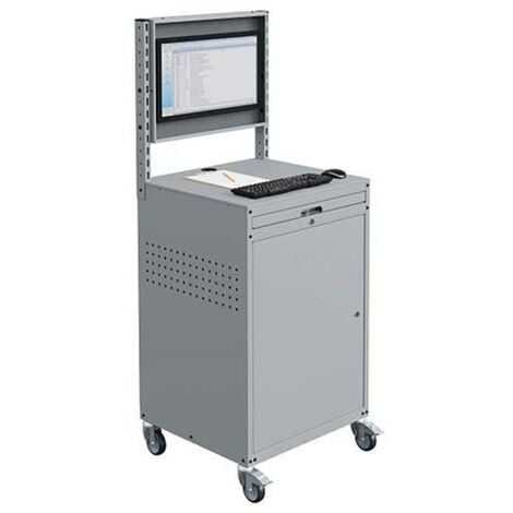 Armoire informatique mobile - Gris clair RAL7035 - Ecran inclinable ...