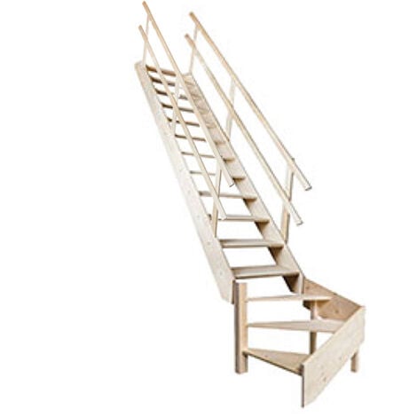 Escalier de meunier 16 marches - Quart tournant à gauche avec double main courante - Hauteur à ...