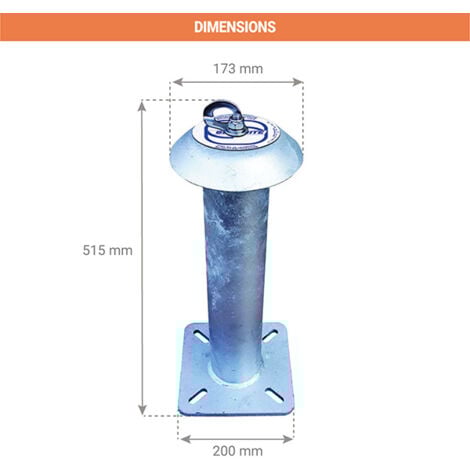 Potelet d'ancrage rond - Acier galvanisé - Avec fixations bridages ...