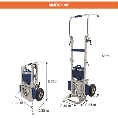 Diable électrique monte escalier pliable - Charge max 170kg - DMEG170-R/CC