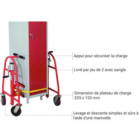 Diable elevateur mécanique - Par jeu de 2 - Charge max 600kg ...