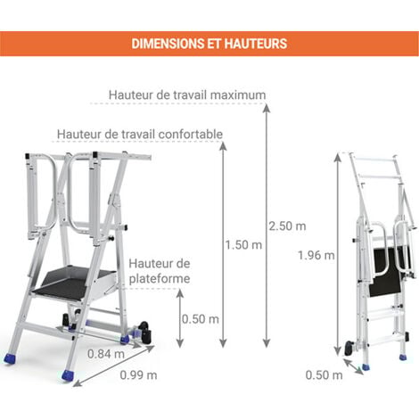 PIRL pliant portillon saloon 2 marches - Hauteur max. travail 2.50m ...
