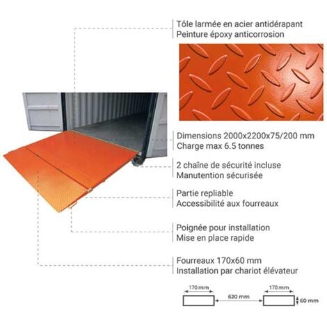 Rampe pour container de grande largeur - Charges lourdes - Vendue à l ...