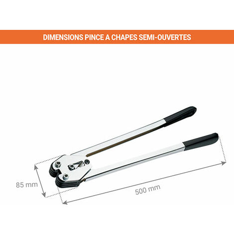 Pince pour chapes semi-ouvertes feuillard PP et PET de 12mm - C5005