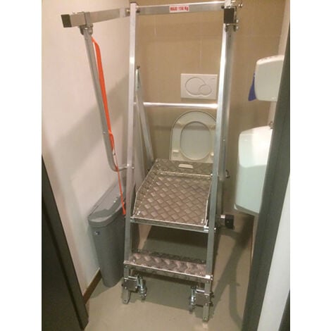 Escabeau roues escamotables 2 marches - Hauteur max. de travail 2.50m ...