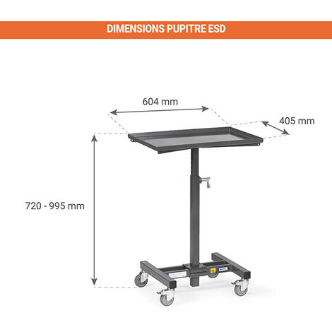 Pupitre antistatique ESD plateau 605x405mm charge lourde 150 kg 1890 ...