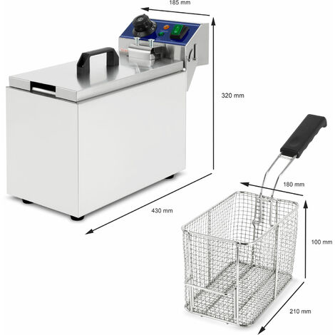 VERTES Friteuse Fritteuse Fritöse Edelstahl 8L (3000W, 230V ...
