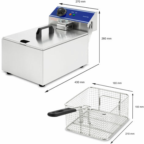 Friteuse électrique pro 10L 3000W 230V inox zone froide 50-200°C – VERTES