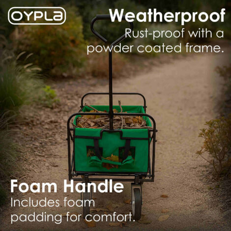Oypla Green Heavy Duty Foldable Garden Festival Trolley Folding Cart ...