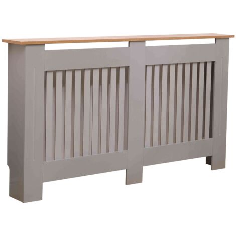 Oypla Large Grey Wooden Slatted Grill Radiator Cover MDF Cabinet