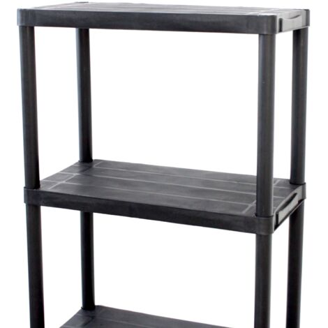 2x Oypla 4 Tier Black Plastic Heavy Duty Shelving Racking Storage Unit