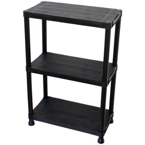 Oypla 3 Tier Black Plastic Heavy Duty Shelving Racking Storage Unit