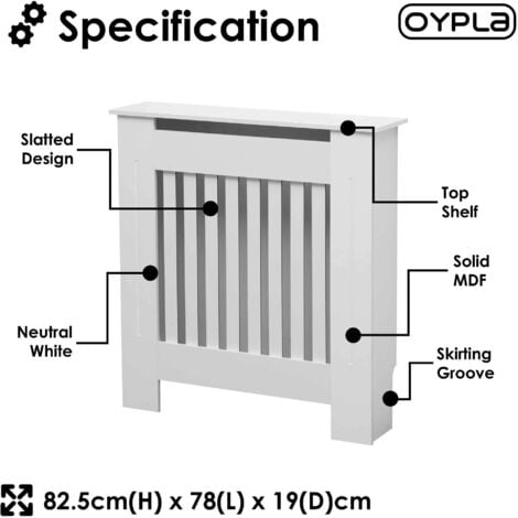 Oypla Small White Wooden Slatted Grill Radiator Cover MDF Cabinet