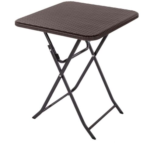 Oypla 2ft 60cm Folding Heavy Duty Outdoor Rattan Patio Garden Bistro Table