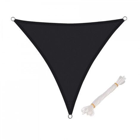 Oypla 3m x 3m x 3m Black Triangular Outdoor Garden Patio Sun Shade Sail ...