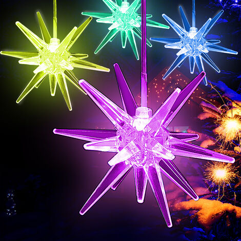 Set de 4 Estrella de navidad a colgar o de pie luz LED de 7 colores ...