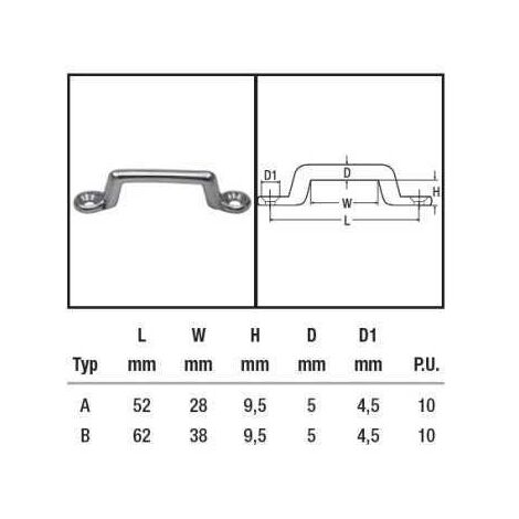 Pontet pour sangle inox A2-5-52 mm-1 pc