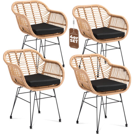 CASARIA® 4x Chaise de jardin salle à manger polyrotin fauteuil ...