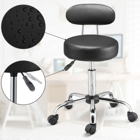 CASARIA® Tabouret à roulettes avec dossier confortable pivotable 360 ...
