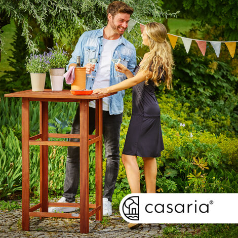 CASARIA® Bartisch mit Hocker Set Outdoor Indoor Holz Akazie 110x75x75cm ...