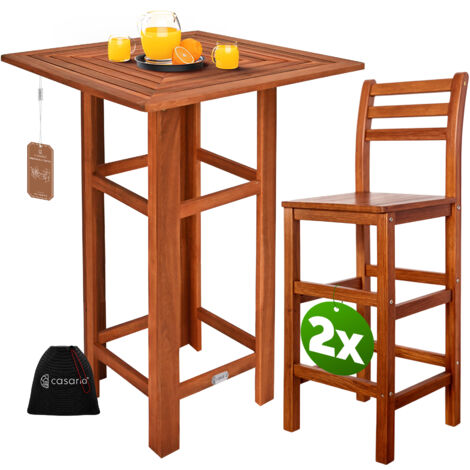 CASARIA® Bartisch mit Barhocker Set Outdoor Indoor Holz Akazie ...