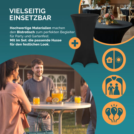 CASARIA® Stehtisch Klappbar mit Husse 70x110cm Rund Hoch Stabil Metall ...