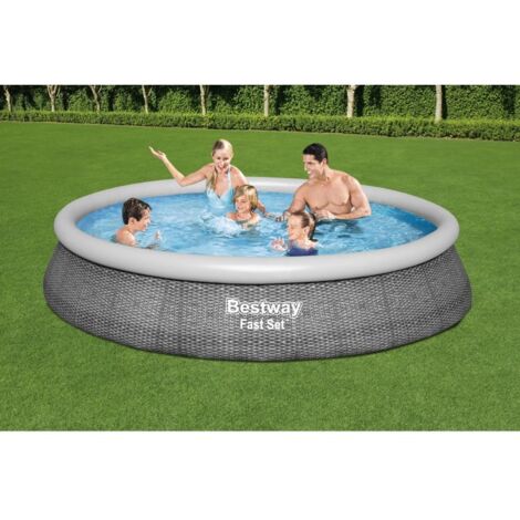 Bestway Schwimmbecken Fast Set 13' x 33"/3.96m x 84cm Swimming Pool Set Rattanoptik