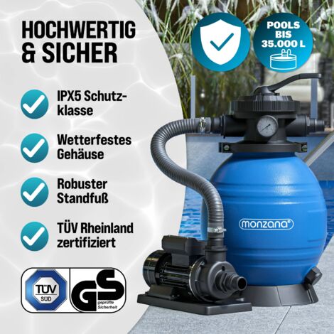 MONZANA® Sandfilteranlage SF102K 99600L/h bis 50.000L Pool inkl ...