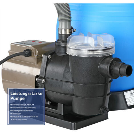 Monzana Sandfilteranlage mit Vorfilter 7 Wege Ventil XL Tank 9.600 l/h ...