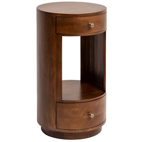 Table de chevet ronde en bois de manguier Oana