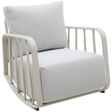 Rocking chair en aluminium pour jardin couleur taupe Zion