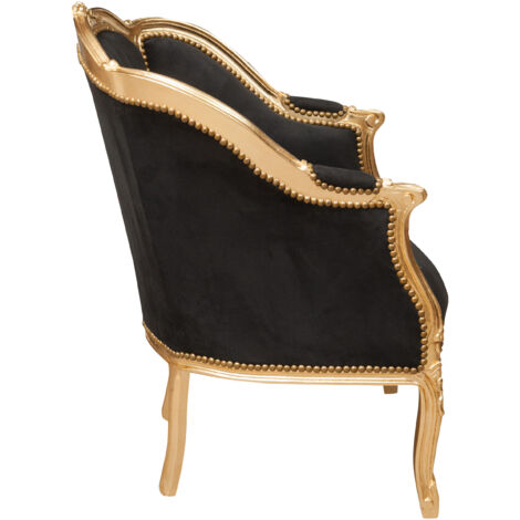 Fauteuil de salon baroque velours confortable chaise de chambre 94cm ...
