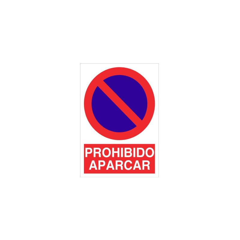 Señal de Prohibido aparcar (texto y pictograma) Poliestireno 210X148