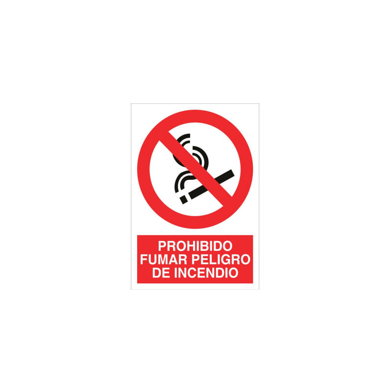 Señal de pictograma y texto Prohibido fumar, peligro de incendio ...