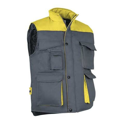 Chaleco multibolsillos en colores combinados VALENTO Thunder S Gris cemento / Amarillo limón