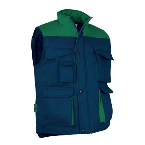 Chaleco multibolsillos en colores combinados VALENTO Thunder XXL Azul marino / Verde kelly