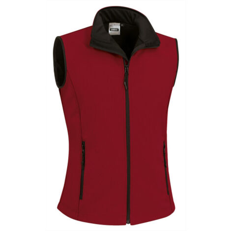 Chaleco de mujer con cuello alto y corte entallado de tejido softshell CANDICE VALENTO S Rojo loto